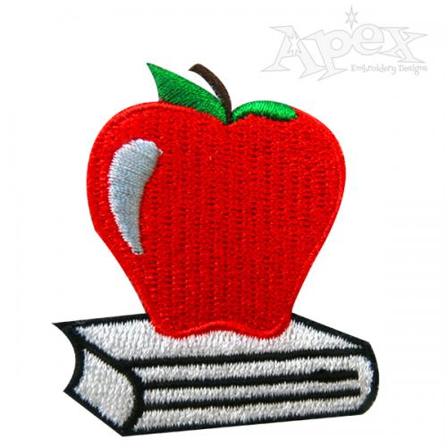 School Book with Apple Logo Machine Embroidery Design - Apex