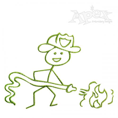 Stick Fireman Embroidery Design | Apex Monogram Designs & Fonts