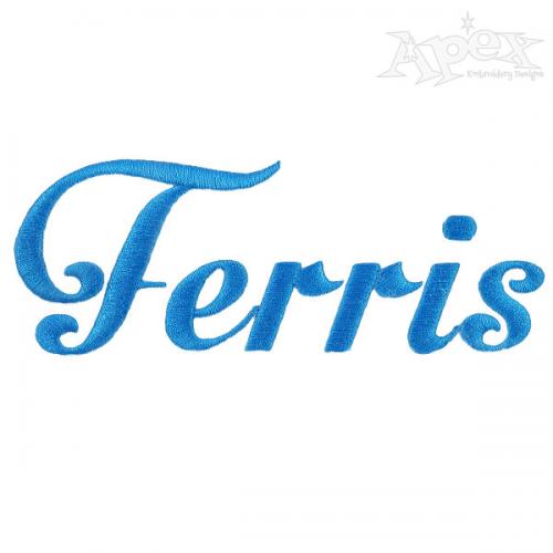 Ferris Embroidery Font | Apex Monogram Designs & Fonts