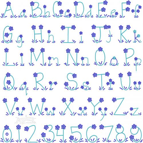 Daisy with Grass Embroidery Font | Apex Embroidery Designs, Monogram ...
