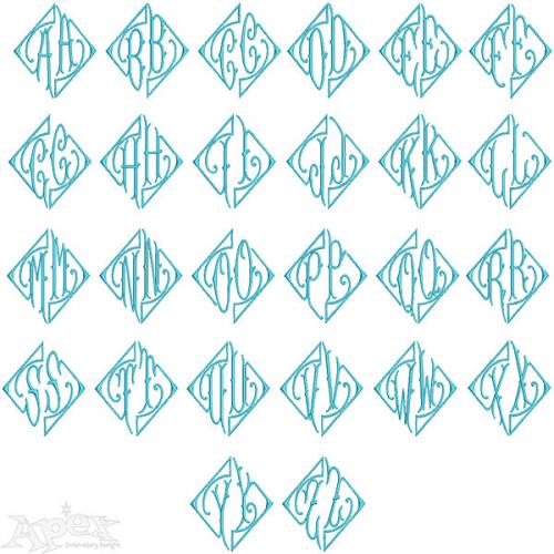 Triangle Two Monogram Embroidery Fonts | Apex Embroidery Designs ...