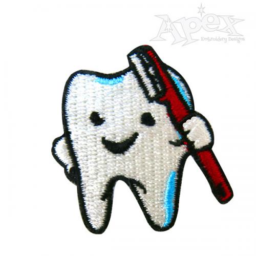 Tooth Dental Brush Embroidery Design | Apex Monogram Designs & Fonts