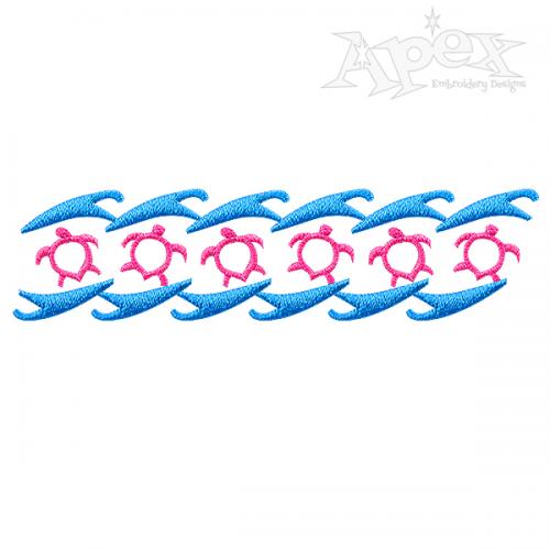Turtle Wave Border Embroidery Design | Apex Monogram Designs & Fonts