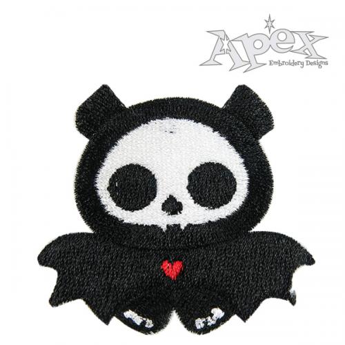 Skeleton Skull Flying Bat Halloween Machine Embroidery Design