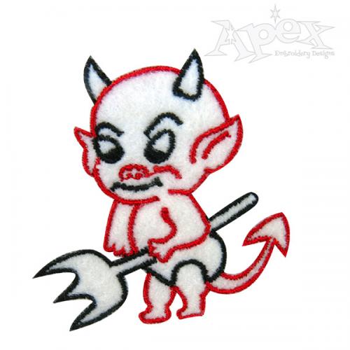 Red Devil Outline Halloween Embroidery Design By Apex