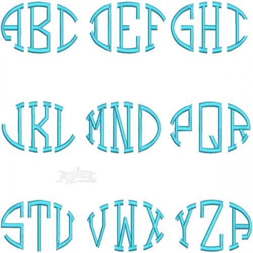 Oval Monogram Embroidery Font | Apex Embroidery Designs, Monogram Fonts ...