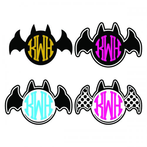 Bat Circle Monogram Frames Cuttable Designs | Apex Designs & Fonts