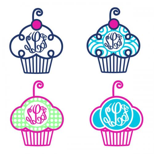 Cupcake Monogram Cuttable Frames | Apex Designs & Fonts