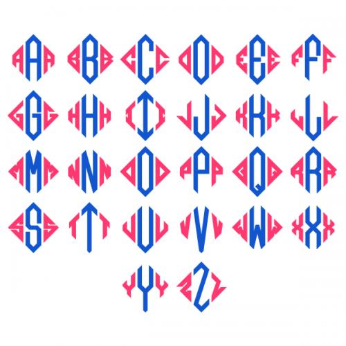 Triangle Diamond Monogram Cuttable Fonts | Apex Embroidery Designs ...