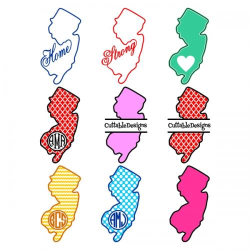 New Jersey Home State Cuttable Designs | Apex Designs & Fonts