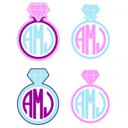 Wedding Diamond Ring Monogram Frame SVG Design | Apex