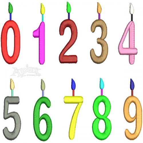 Birthday Candles Number Embroidery Fonts | Apex Embroidery Designs ...