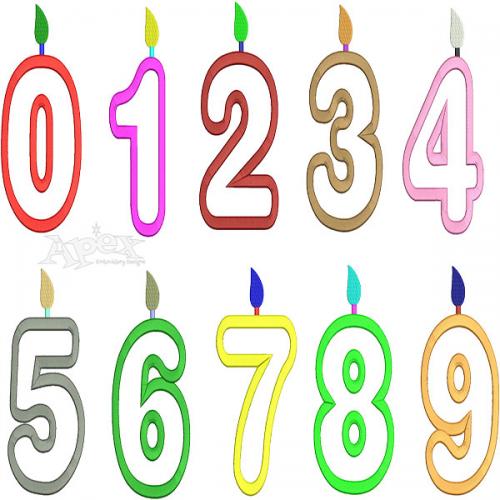 Birthday Candles Number Embroidery Fonts | Apex Embroidery Designs ...