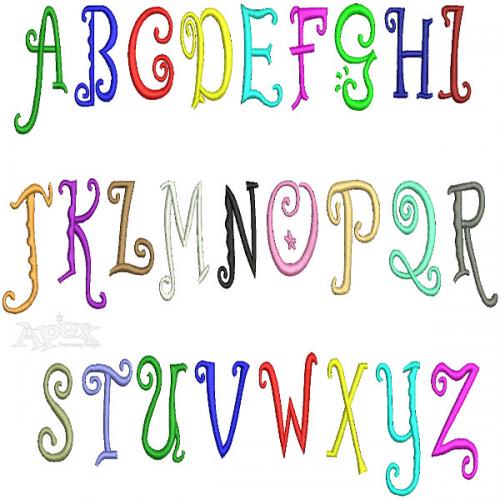 Squiggles Embroidery Font | Apex Embroidery Designs, Monogram Fonts ...