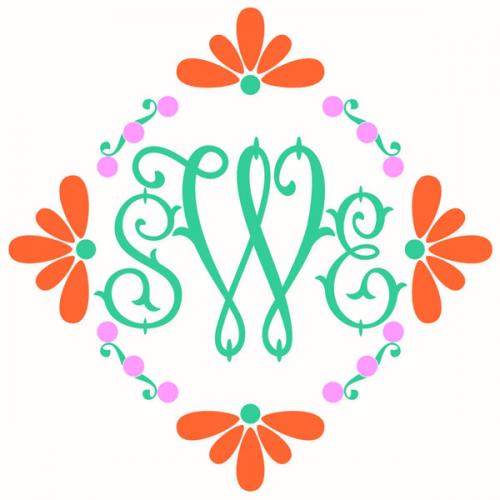 Flowers Nature Monogram Cuttable Designs | Apex Embroidery Designs ...