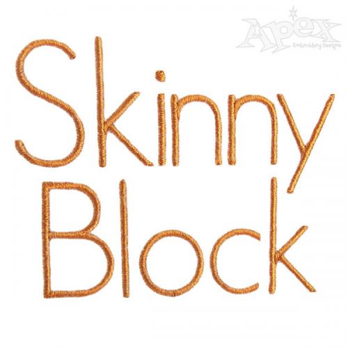 Skinny Thin Block Machine Embroidery Fonts - Apex
