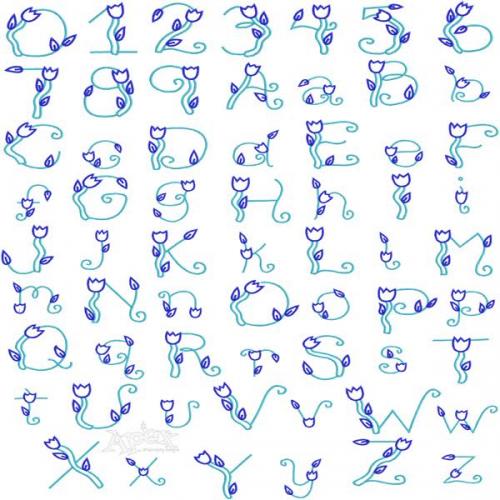 Tulips Floral Embroidery Font | Apex Embroidery Designs, Monogram Fonts ...