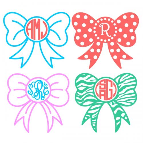 Bow or Ribbon Monogram Svg Cuttable Frame Designs