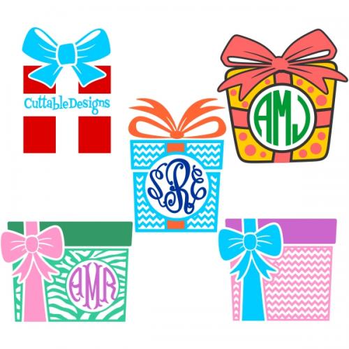 Gift Box Monogram Cuttable Frame | Apex Designs & Fonts