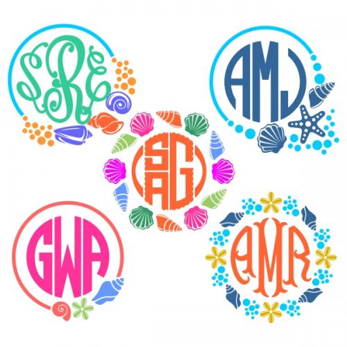 Ocean Seashells Monogram SVG Vector Frame Designs | Apex