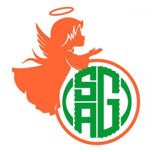 Angel Monogram Svg Cuttable Frame | Apex Embroidery Designs, Monogram ...