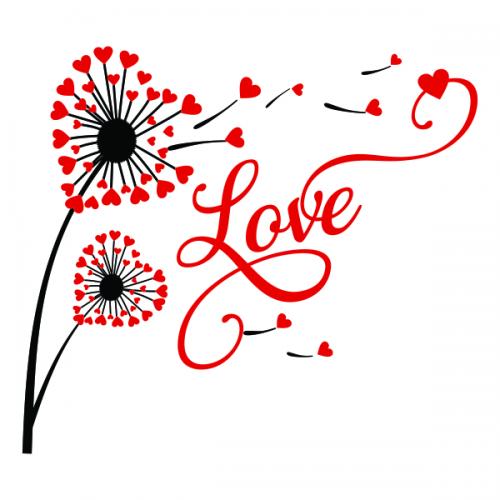 Dandelion Heart Love Cuttable Designs | Apex Embroidery Designs ...