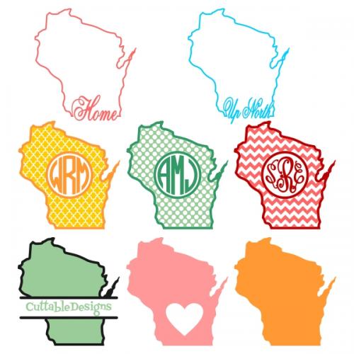 Wisconsin Home State Cuttable Designs | Apex Designs & Fonts
