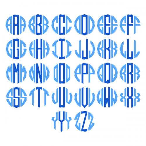 Circle Jagged Monogram Font | Apex Embroidery Designs, Monogram Fonts ...
