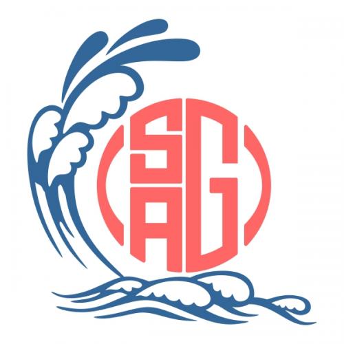 Wave Cuttable Frame | Apex Embroidery Designs, Monogram Fonts & Alphabets