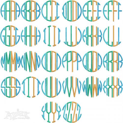 Round Circle 3D Embroidery Font | Apex Embroidery Designs, Monogram ...