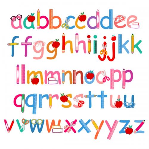 School Alphabet Cuttable Font | Apex Embroidery Designs, Monogram Fonts ...