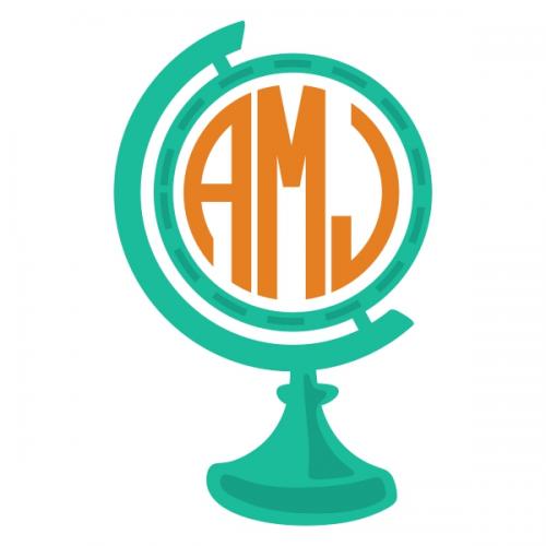 Globe Monogram Cuttable Frame | Apex Embroidery Designs, Monogram Fonts ...