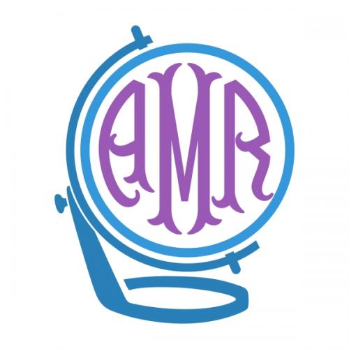 Globe Monogram Cuttable Frame | Apex Embroidery Designs, Monogram Fonts ...