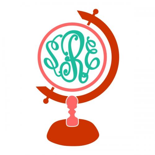 Globe Monogram Cuttable Frame | Apex Embroidery Designs, Monogram Fonts ...