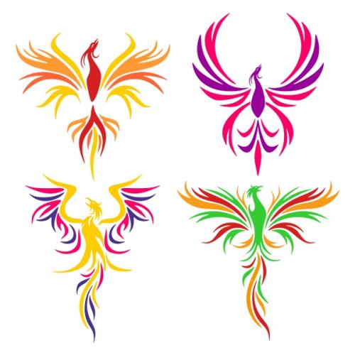 Phoenix Raising Fire Bird SVG Vector Designs - Apex