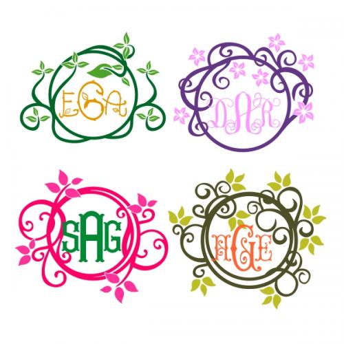 Circle Vine Monogram Cuttable Frame | Apex Designs & Fonts