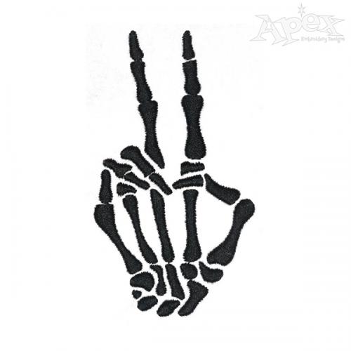 Skeleton Peace Sign Symbol Machine Embroidery Design by Apex