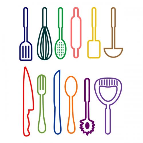 Kitchen Utensils Cuttable Design | Apex Designs & Fonts