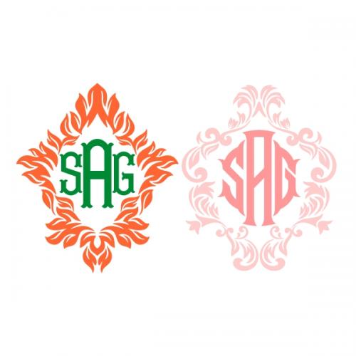 Damask Monogram Cuttable Frame | Apex Designs & Fonts