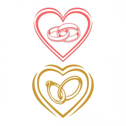 Heart Wedding Interlocking Rings SVG Design | Apex Clipart