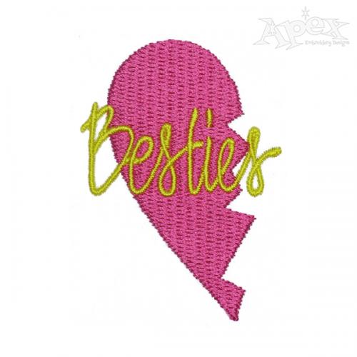Besties Heart Embroidery Design | Apex Embroidery Designs, Monogram ...
