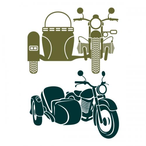 Motorcycle with Sidecar Cuttable Design | Apex Designs & Fonts