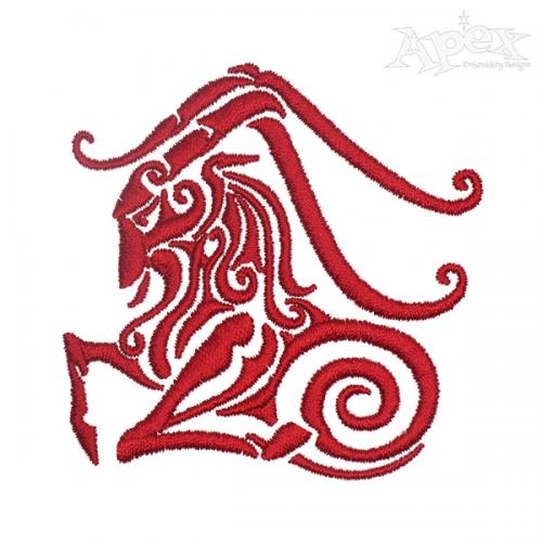 Capricorn Zodiac Embroidery Design | Apex Monogram Designs & Fonts