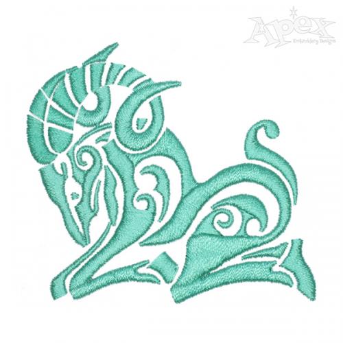 Aries Zodiac Embroidery Design | Apex Monogram Designs & Fonts