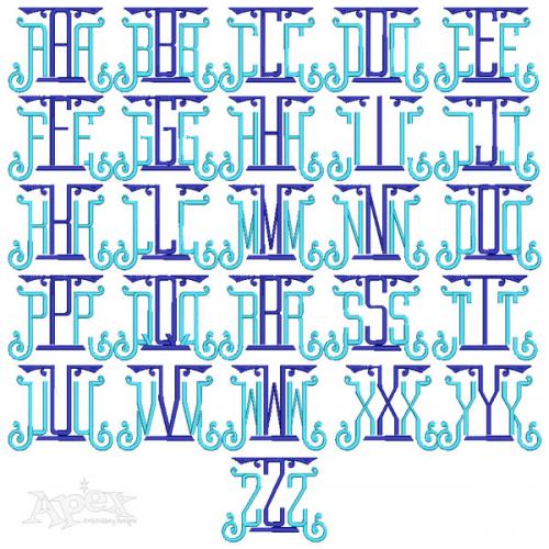 Pillar Monogram Embroidery Font | Apex Embroidery Designs, Monogram ...