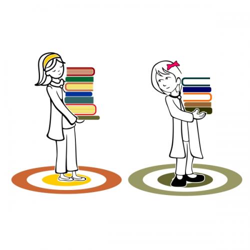 Girl with Books Cuttable Design | Apex Designs & Fonts