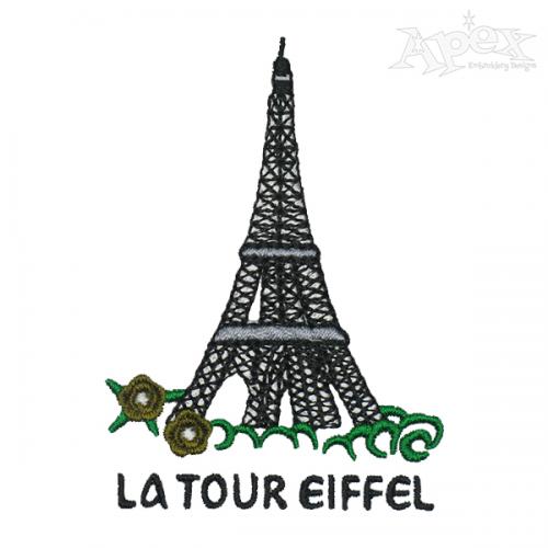 Paris Eiffel Tower Embroidery Design #2 | Apex Monogram Designs & Fonts
