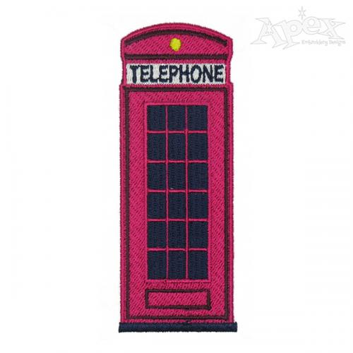 London Red Phone Box Embroidery Design | Apex Monogram Designs & Fonts