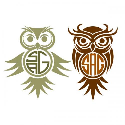 Owl Monogram Cuttable Frame | Apex Designs & Fonts