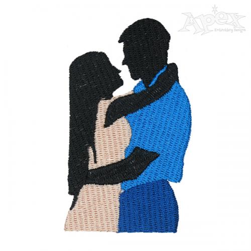 Silhouette Romantic Couple Machine Embroidery Design | Apex